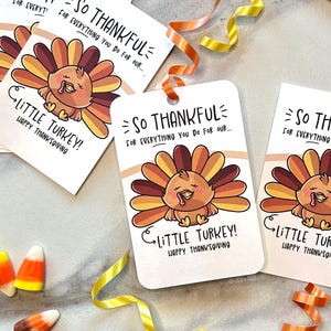 Printable Little Turkey Thank You Gift Tag, Thanksgiving Fall Card for ...