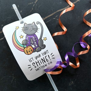 Bible Verse Glow Stick Tags, Let Your Light Shine Printable, Cute Cat ...