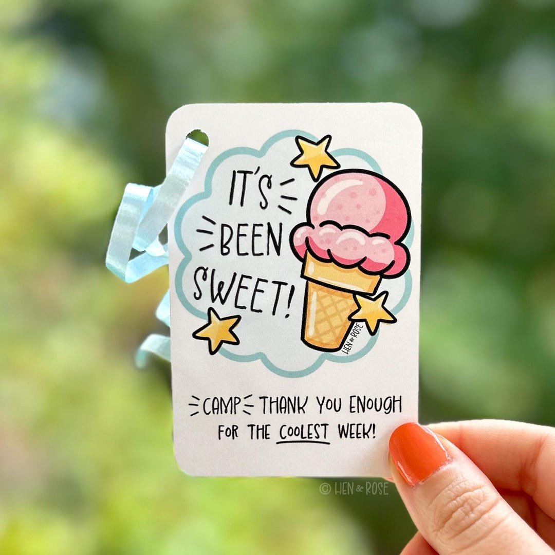 Cute Printable Summer Camp Gift Tag, It's Been Sweet Ice Cream Card ...