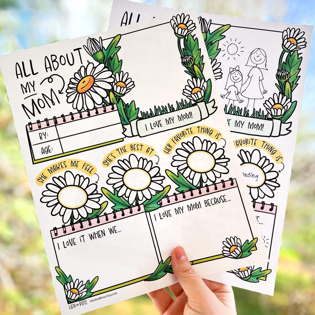 All About My Mom Worksheet, Daisy Flowers Coloring Page and Letter ...
