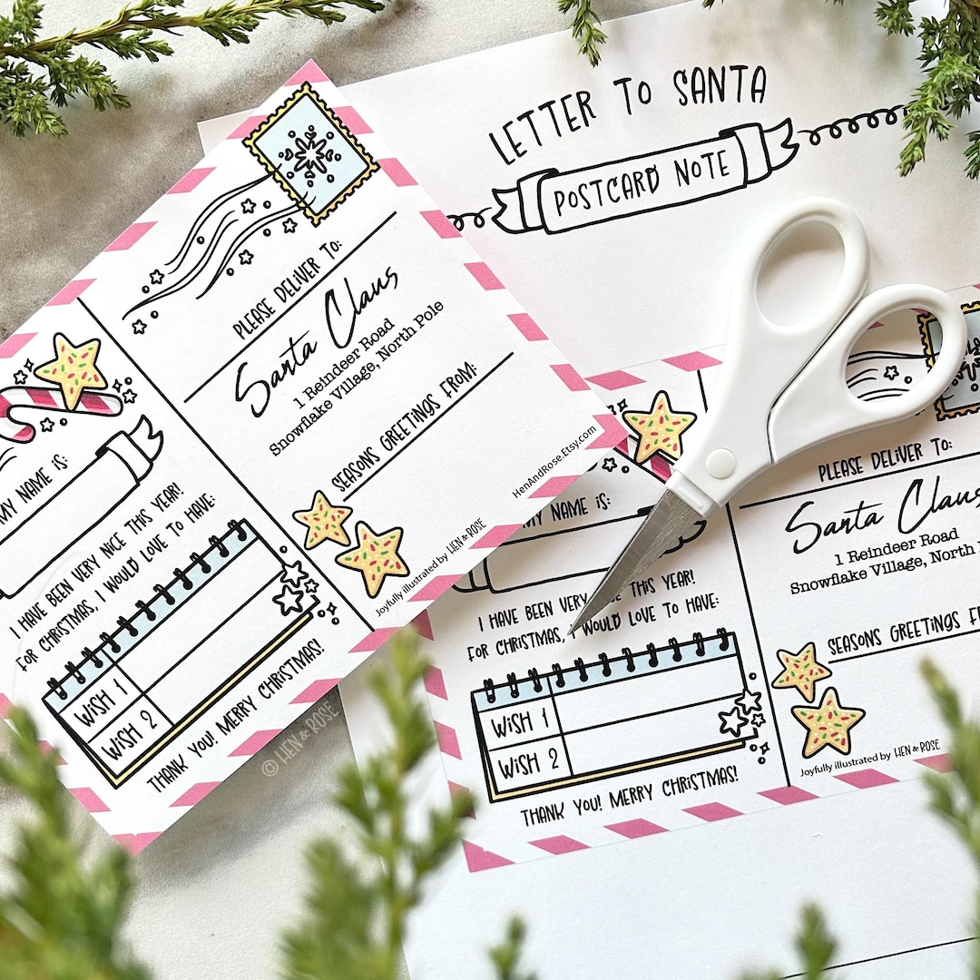 Letter to Santa Postcard Printable, Christmas Activity for Kids, Fill ...