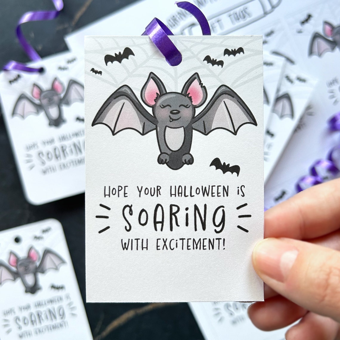 Hand Drawn Bat Tags, Printable Halloween Gift Tags, Trick or Treat ...