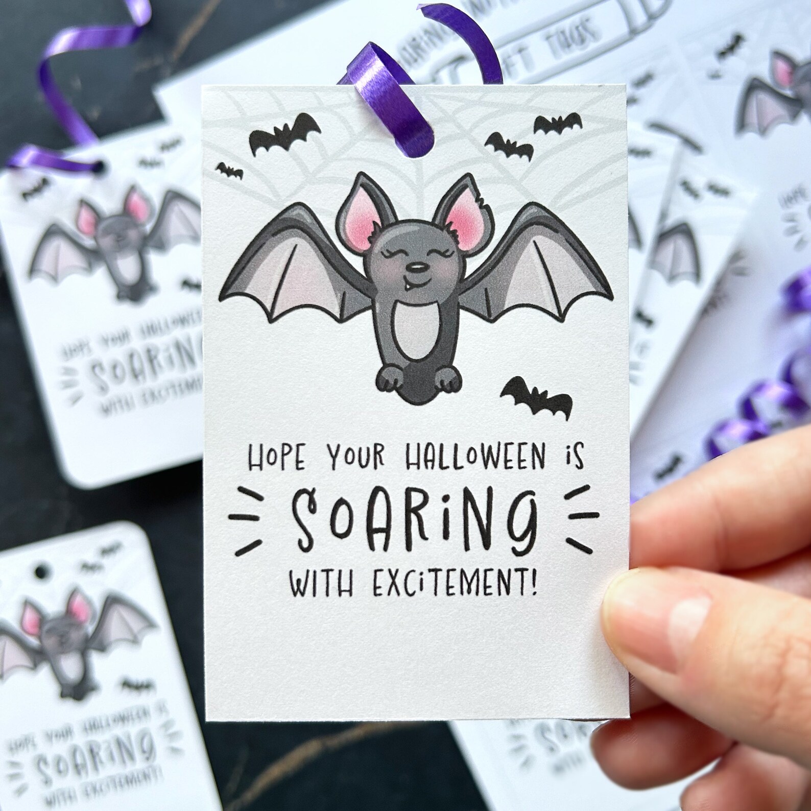 Hand Drawn Bat Tags, Printable Halloween Gift Tags, Trick or Treat ...