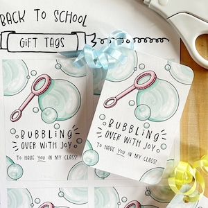 Printable Bubble Gift Tags, Back to School Orientation, First Day of ...
