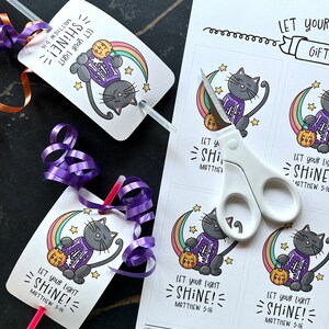 Bible Verse Glow Stick Tags, Let Your Light Shine Printable, Cute Cat ...