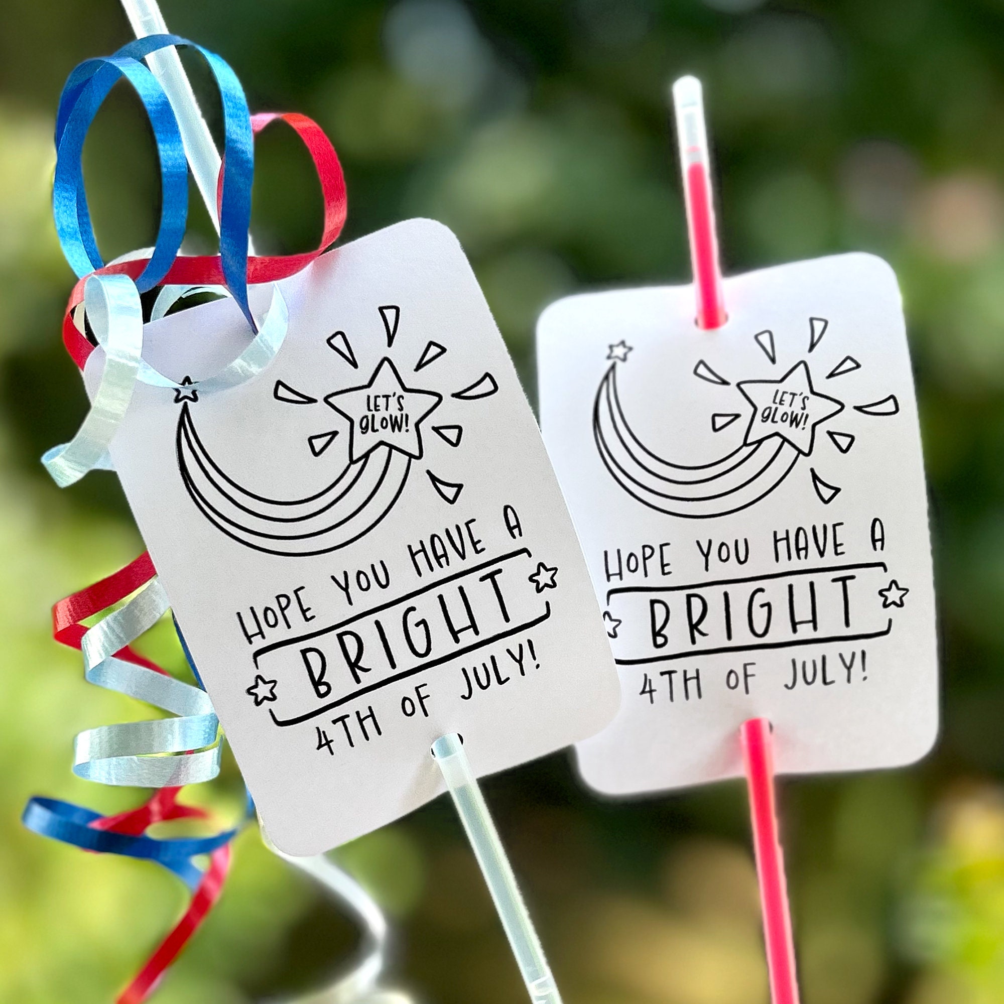 Fourth of July Glow Stick Holder, Printable Light up Necklace Gift Tag ...
