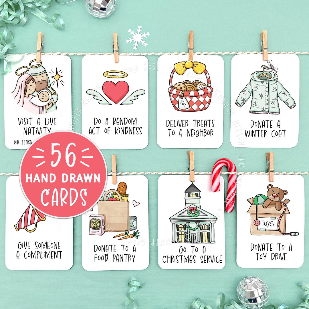56 Advent Activity Cards, Hand Drawn Digital Download, Christian Family ...