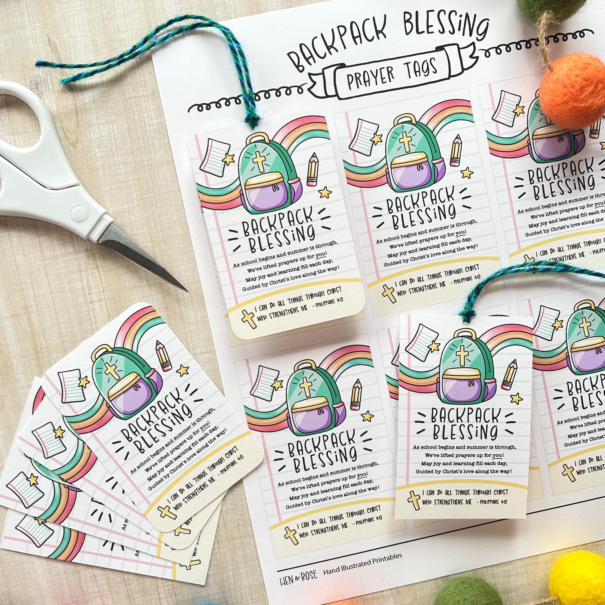 Printable Backpack Blessing Tags, First Day of School Prayer Bag Tags ...