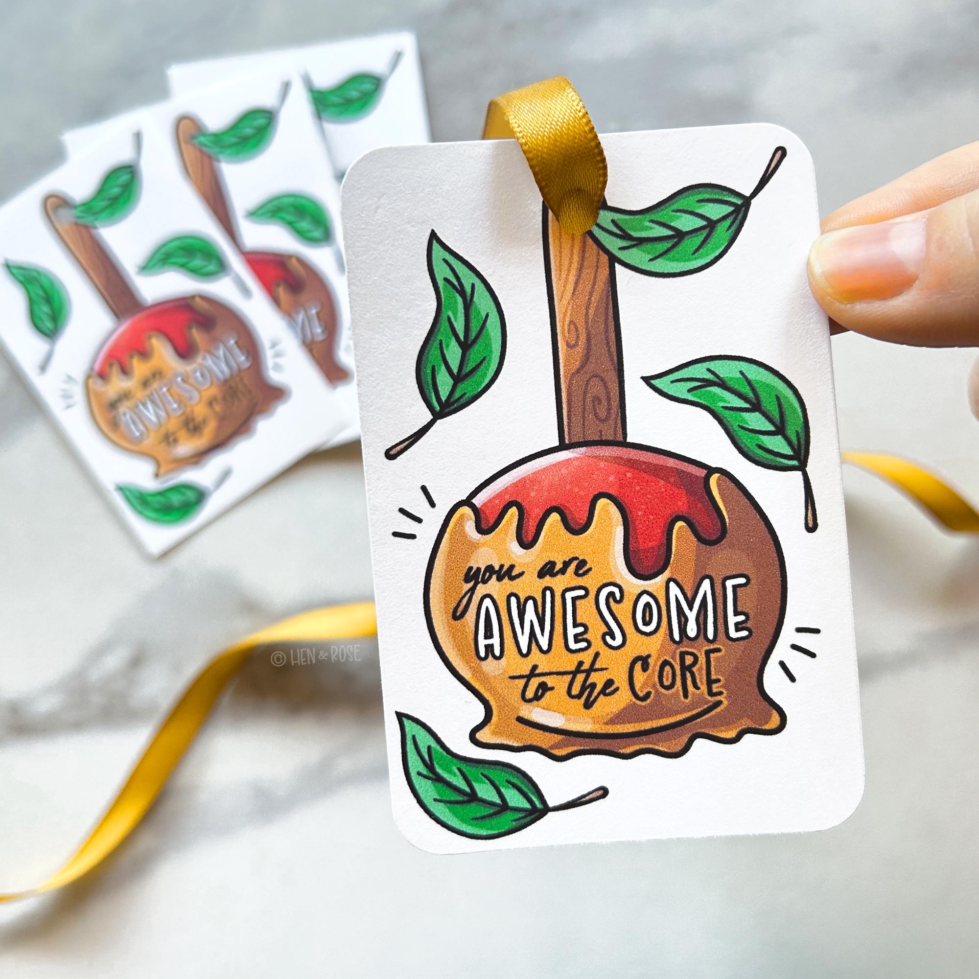 Printable Caramel Apple Gift Tag, Awesome to the Core Card ...