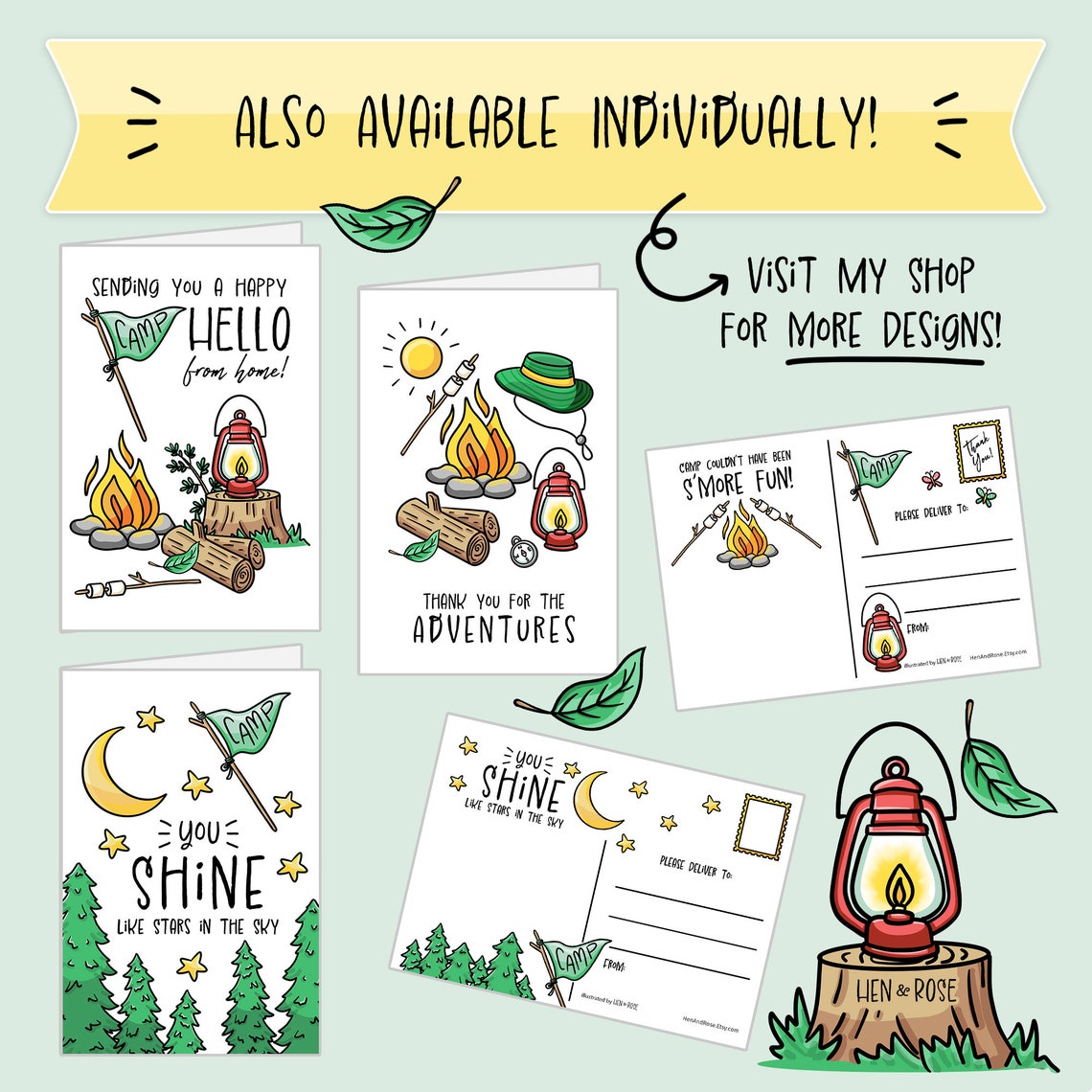 Camp Card Bundle Set Printable, Letters to Kids at Camp, Hello From ...