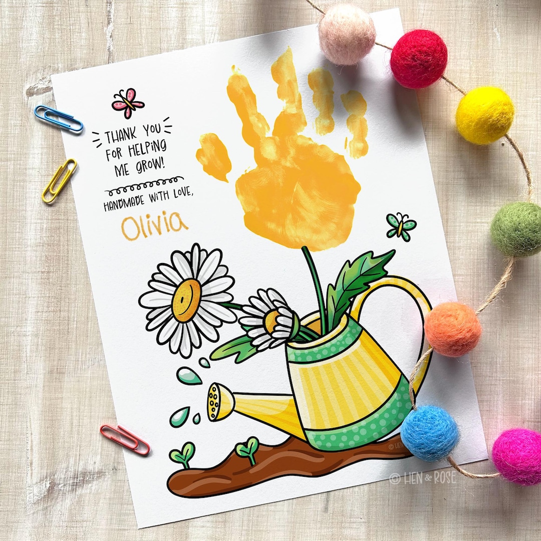 Teacher Appreciation Handprint Art, Mother's Day Card, Thank You for ...
