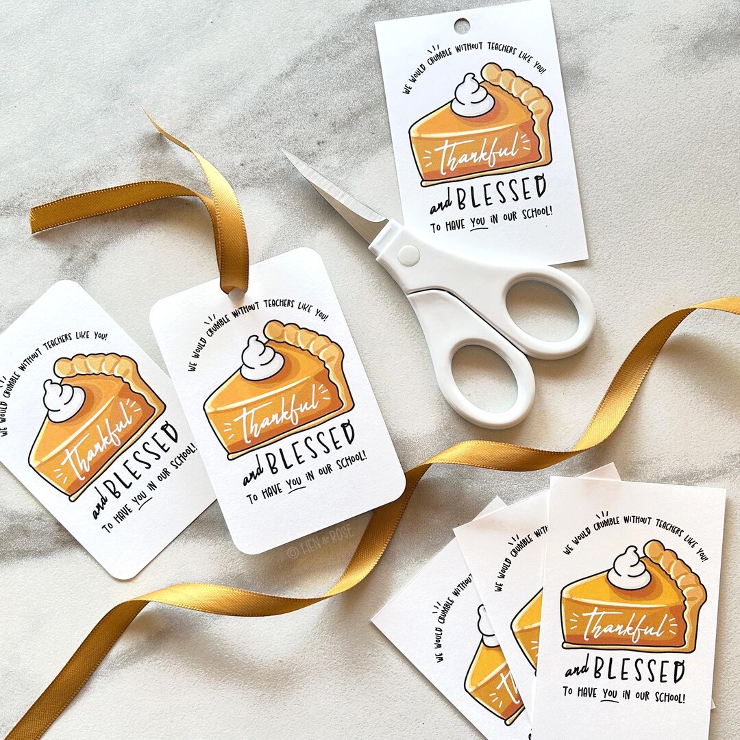 Teacher Appreciation Gift Tag, Thankful + Blessed Fall Thanksgiving ...