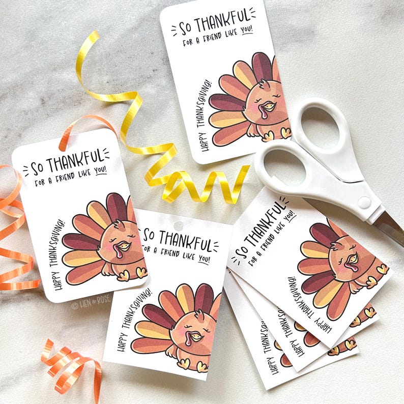 Thanksgiving Friend Gift Tag Printable, Cute Turkey Card for Classmate ...
