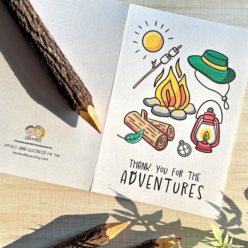 Camp Thank You Card Printable, Father's Day Dad Birthday, Camp ...