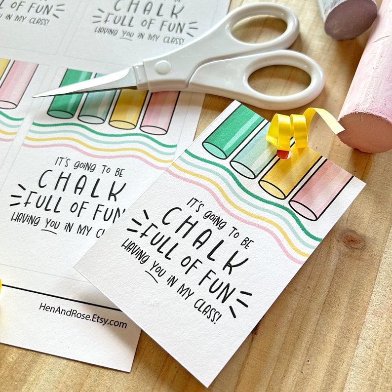 Printable Classroom Chalk Gift Tags, Back to School Orientation, First ...