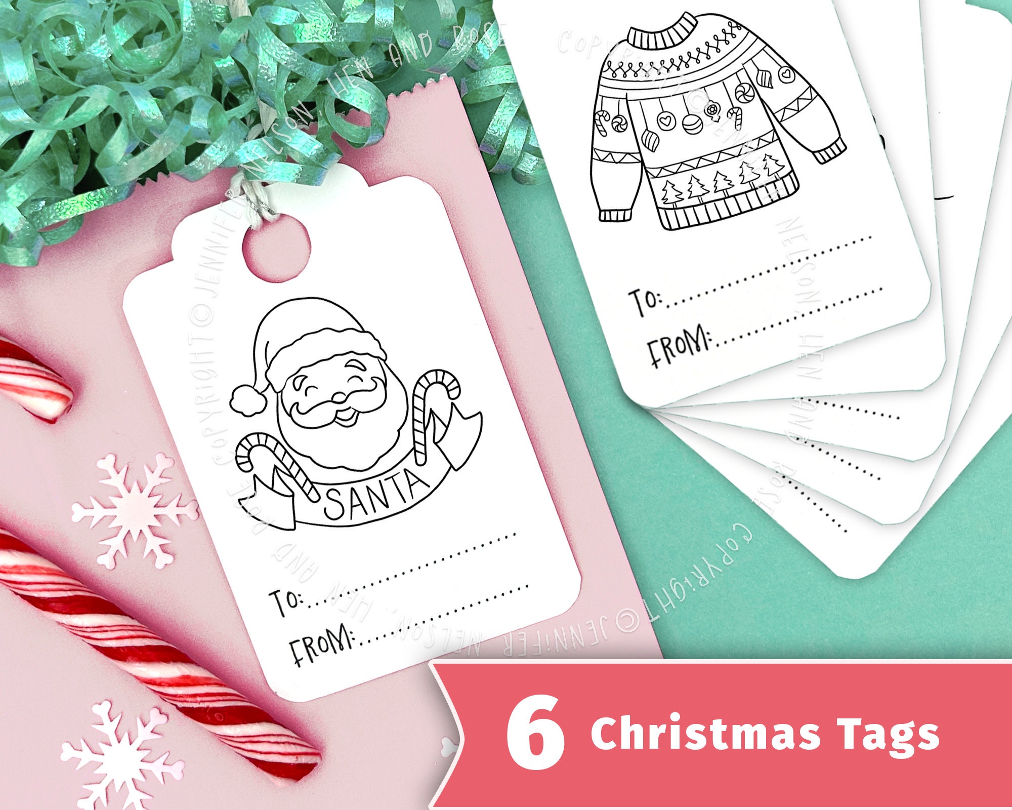 Coloring Christmas Gift Tags Santa Holiday Season Instant - Etsy