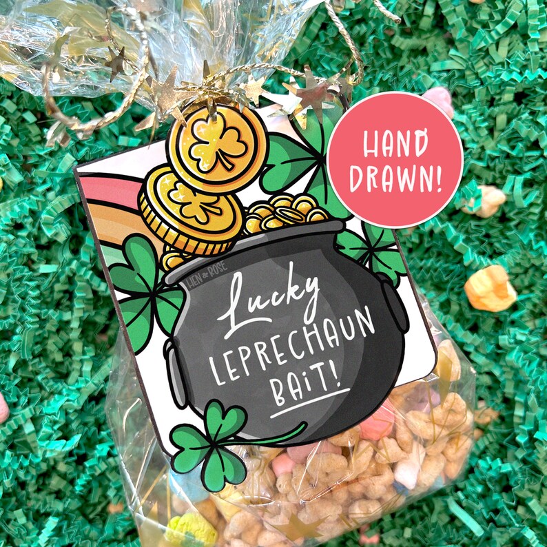 Leprechaun Bait Printable for Kids, St. Patricks Day Folding Tag for ...