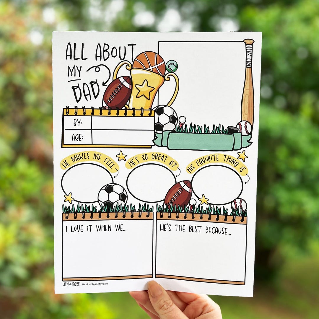 All About My Dad Worksheet, Coloring Page and Letter to Dad, Cute ...