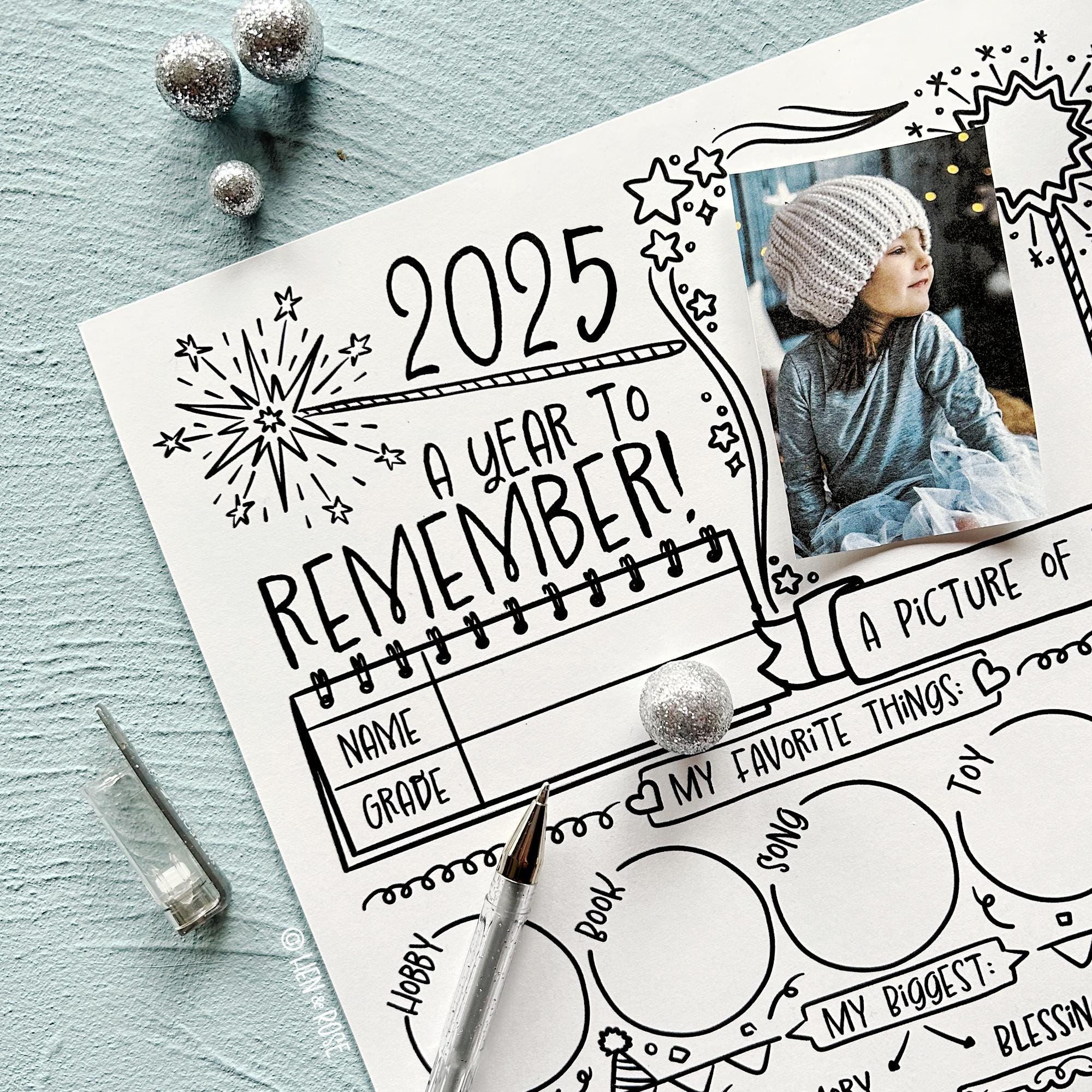 Year in Review Printable for Kids, 2025 Time Capsule Worksheet, New ...
