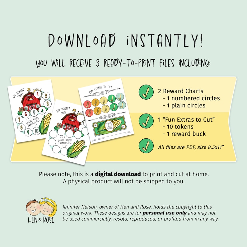 Kids Reward Chart Kit, Play Money Bucks Coupon Tokens, Homestead Farm ...