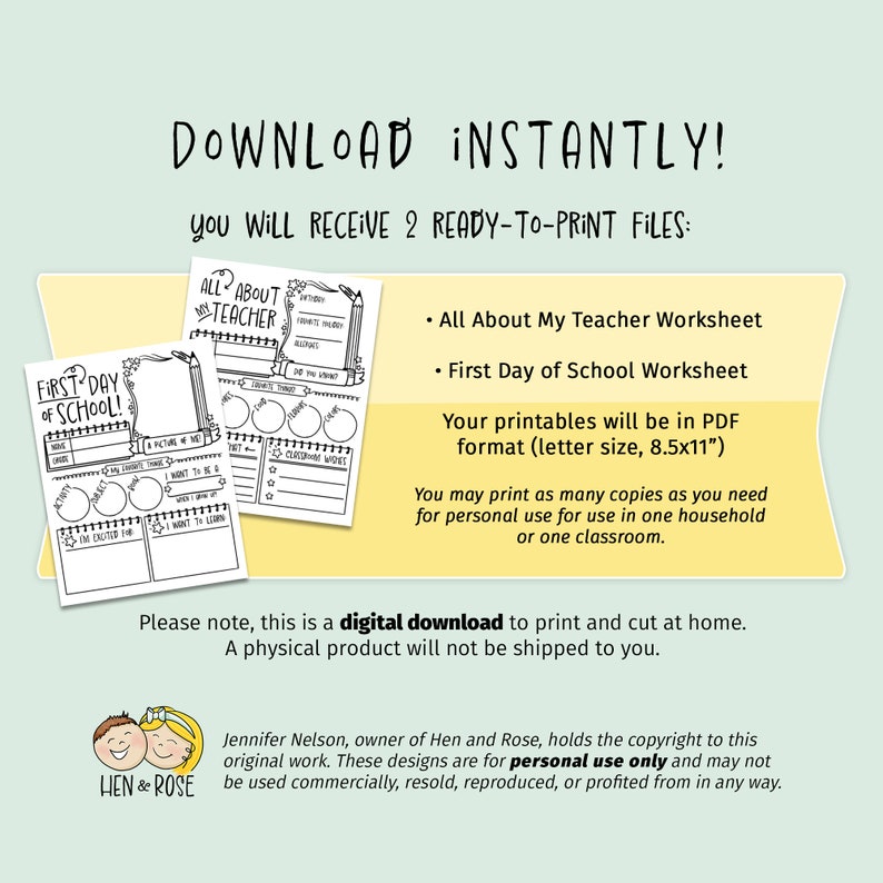 Start of School Worksheet Set, First Day Memory Book Coloring Page, All ...