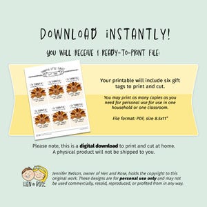Printable Little Turkey Thank You Gift Tag, Thanksgiving Fall Card for ...