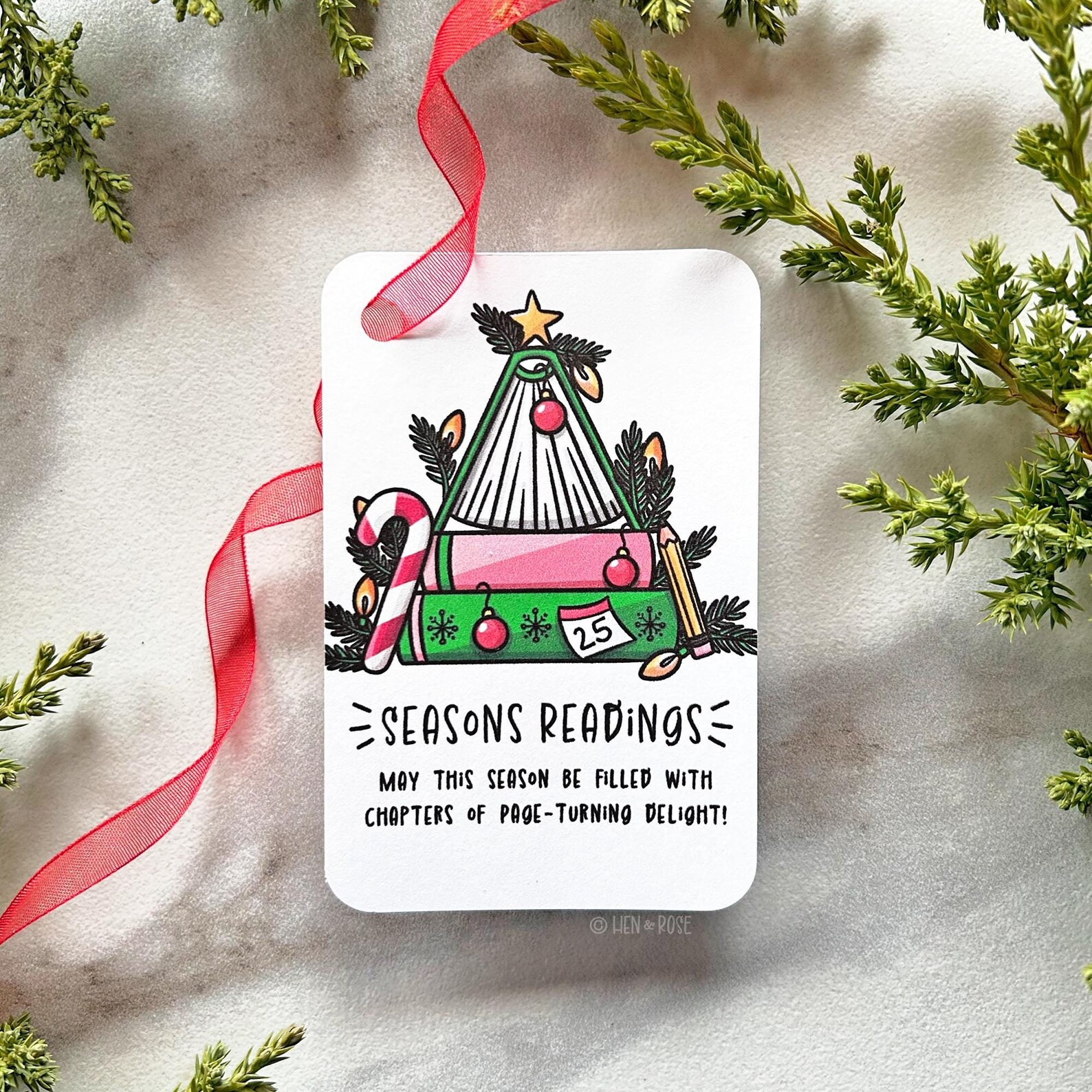 Seasons Readings Gift Tag Printable, Christmas Card for Book Lover to ...