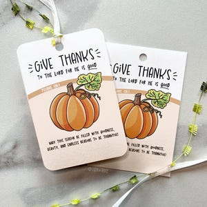 Give Thanks Bible Verse Printable Tag, Fall Thanksgiving Teacher ...