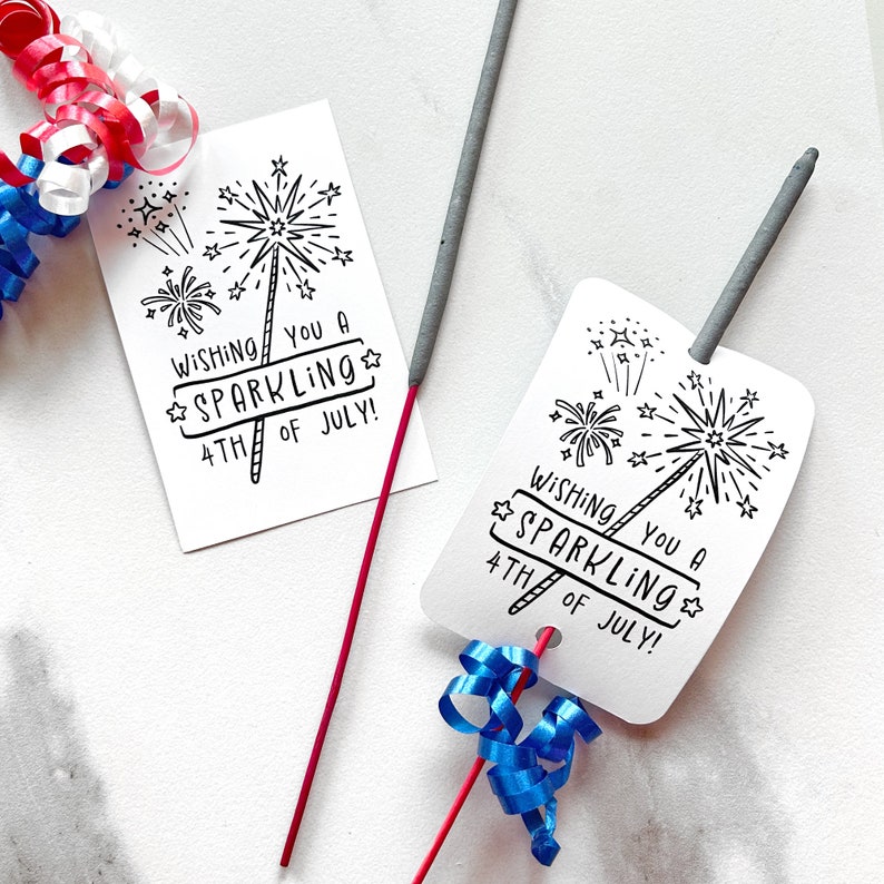 Printable Sparkler Holder, Fourth of July Sparkling Firework Label ...