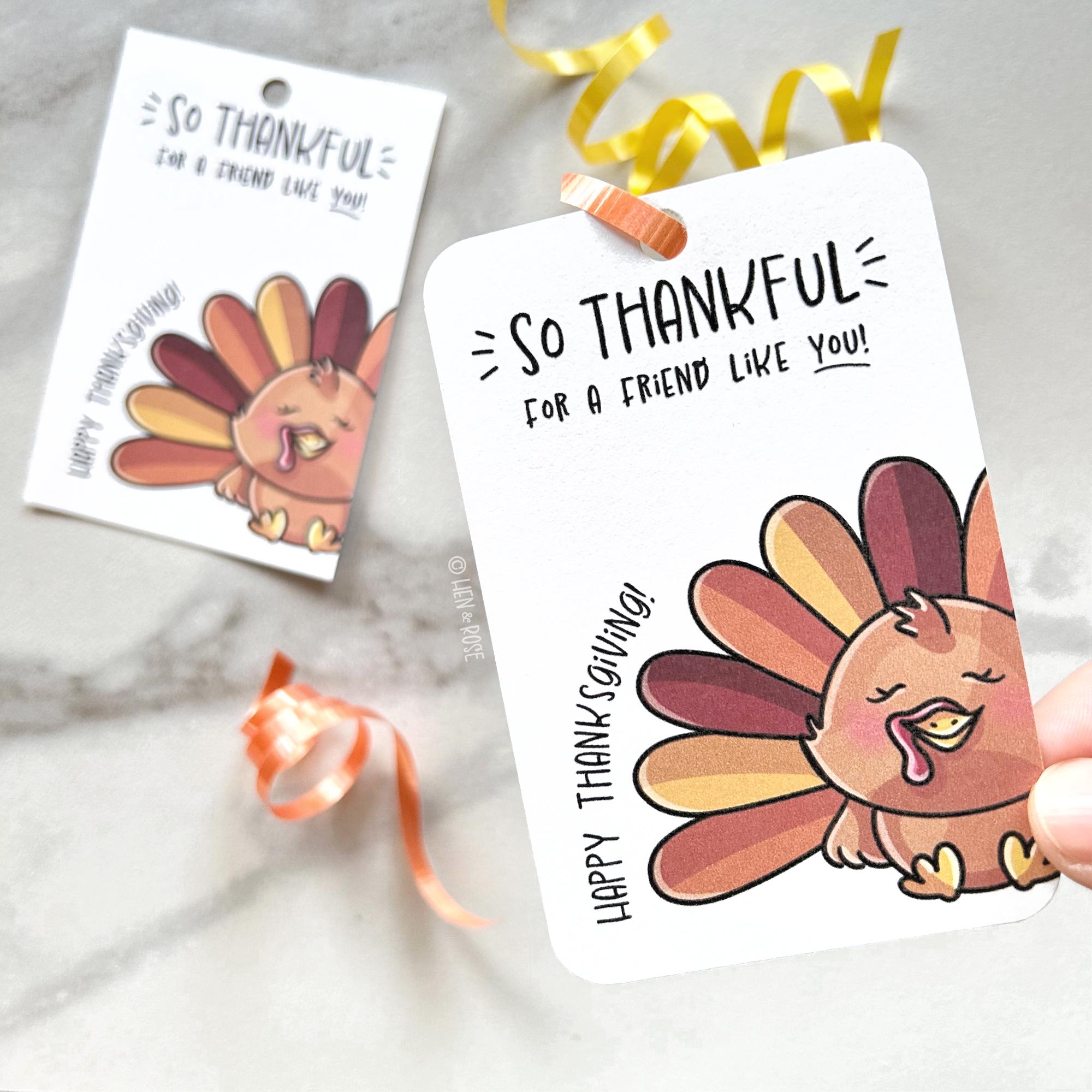 Thanksgiving Friend Gift Tag Printable, Cute Turkey Card for Classmate ...