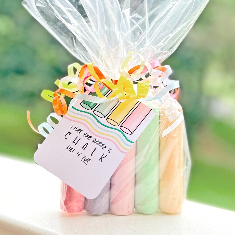 Printable Chalk Gift Tags, Summer Kickoff Party Favor Card, End of Year ...