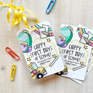Cute 1st Day of School Printable Gift Tag, Happy First Day of School ...