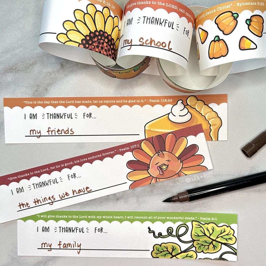 Faith Centered Gratitude Chain Printable, Fall Thanksgiving Kid ...