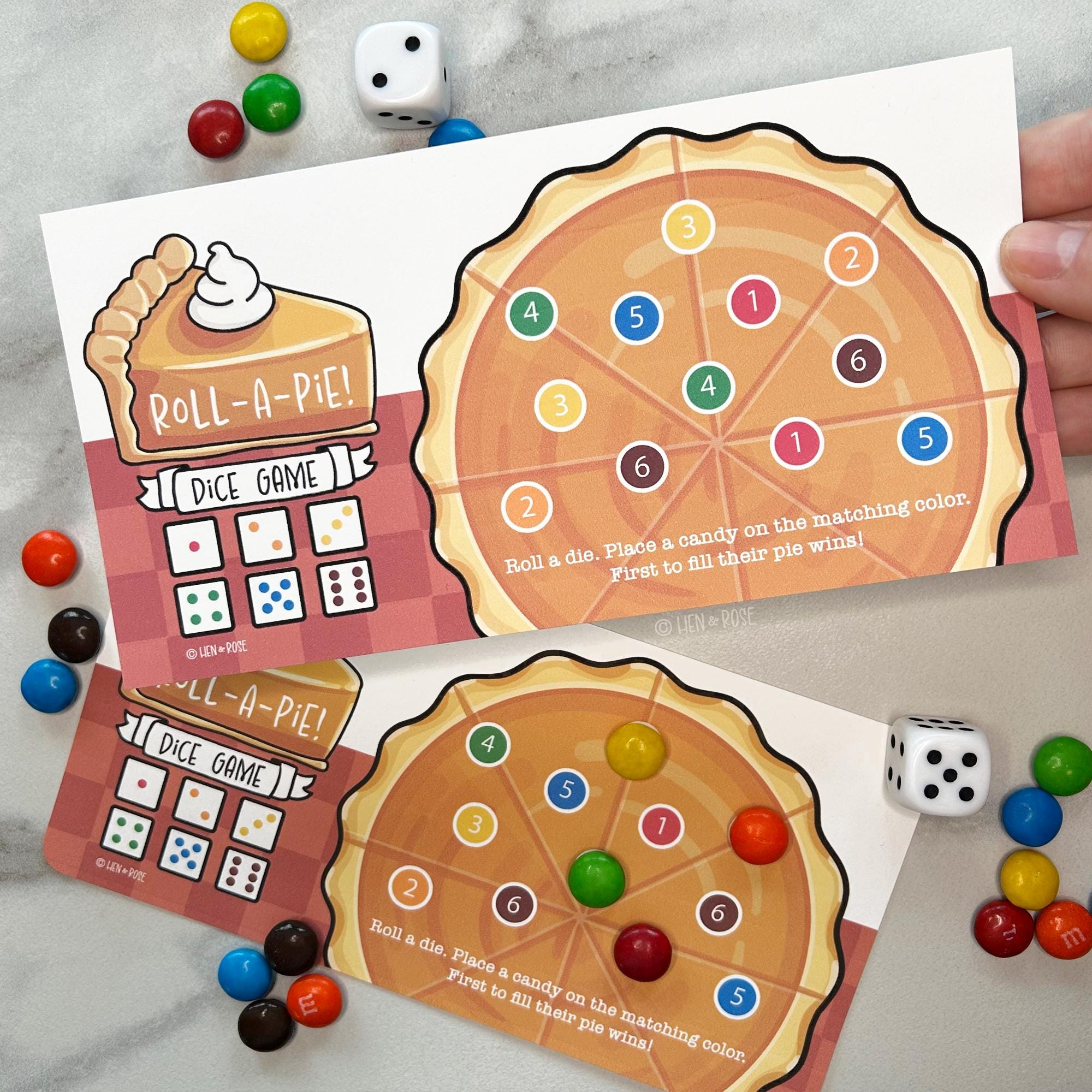Roll A Pie Dice Game Printable, Kid Thanksgiving Table Party Game, Fall ...