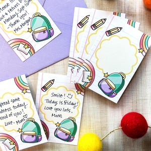 Printable School Note Cards, Note To/from the Teacher, Affirmations ...