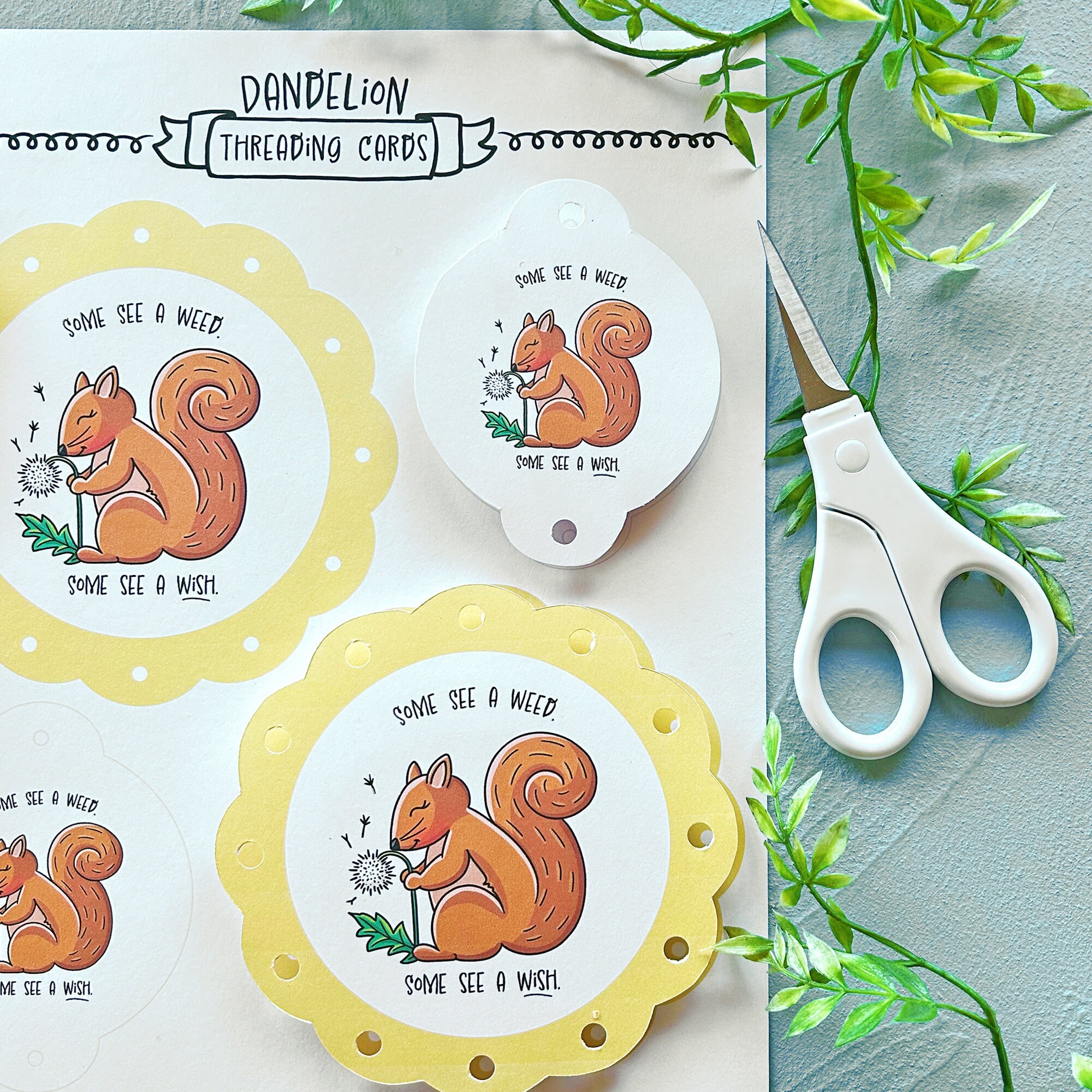 Dandelion Wish Threading Cards, Nature Walk Kids Activity, Montessori ...