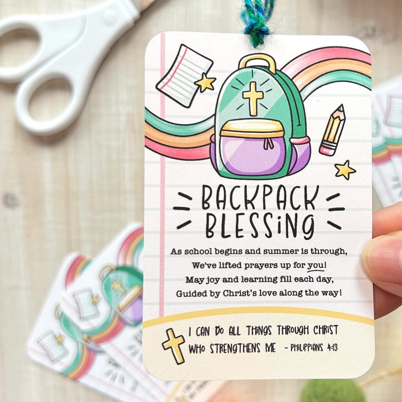 Printable Backpack Blessing Tags, First Day of School Prayer Bag Tags ...