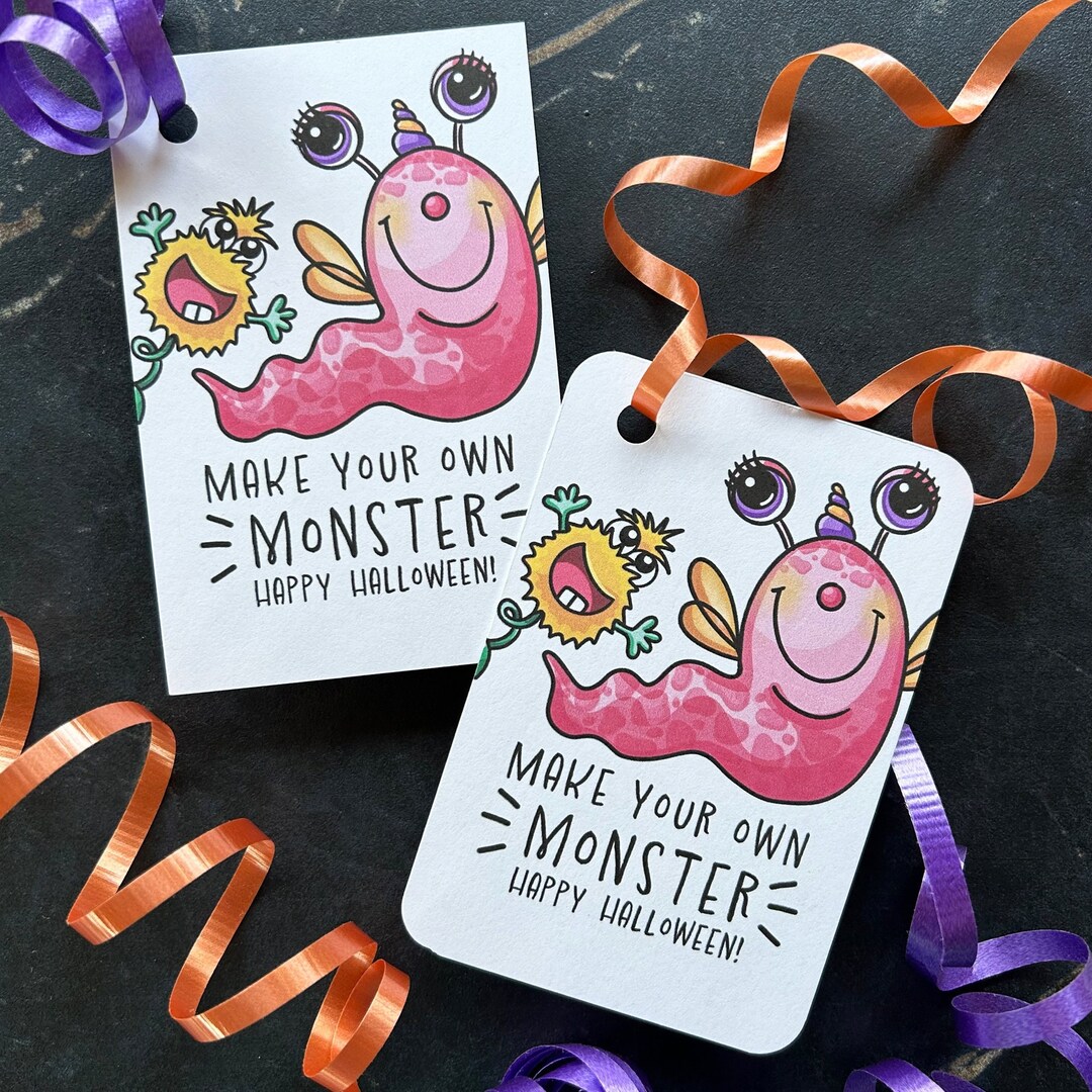 Make Your Own Monster Tag, Printable Non-candy Halloween Gift Idea ...