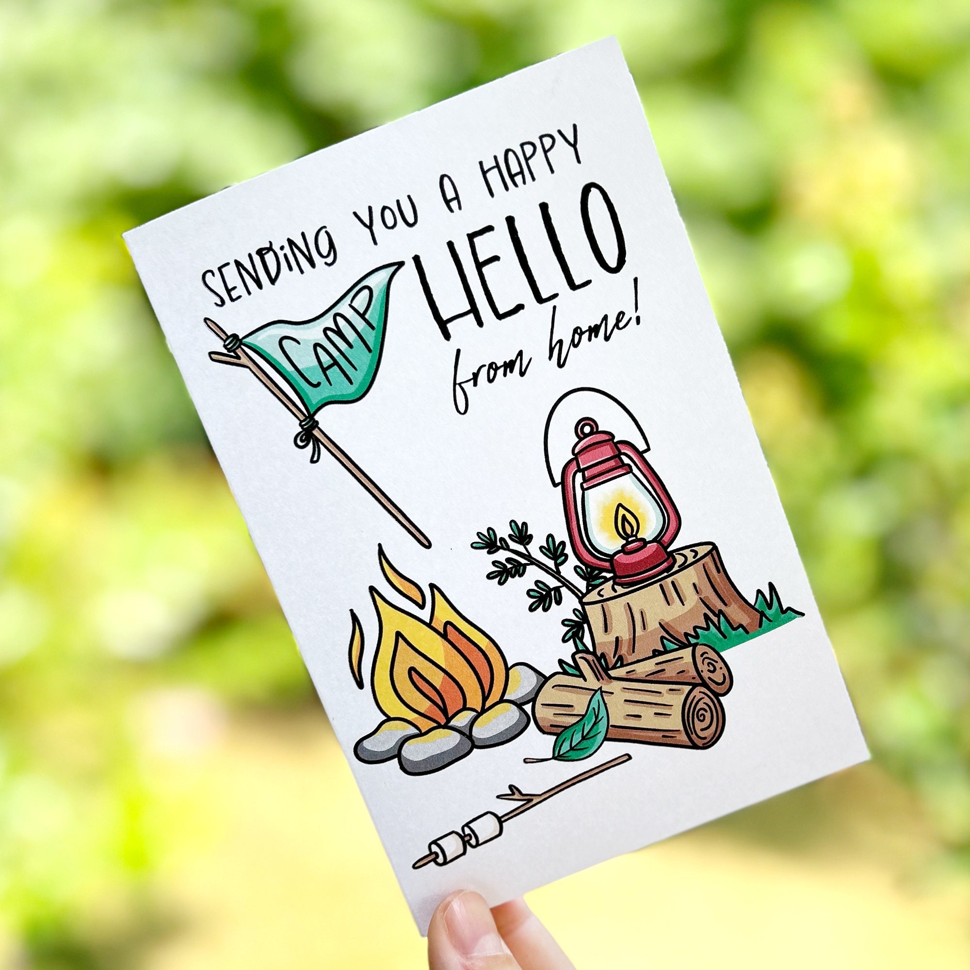 Thinking of You Camp Card Printable, Sleep Away Kids Camp Mail, Hello ...
