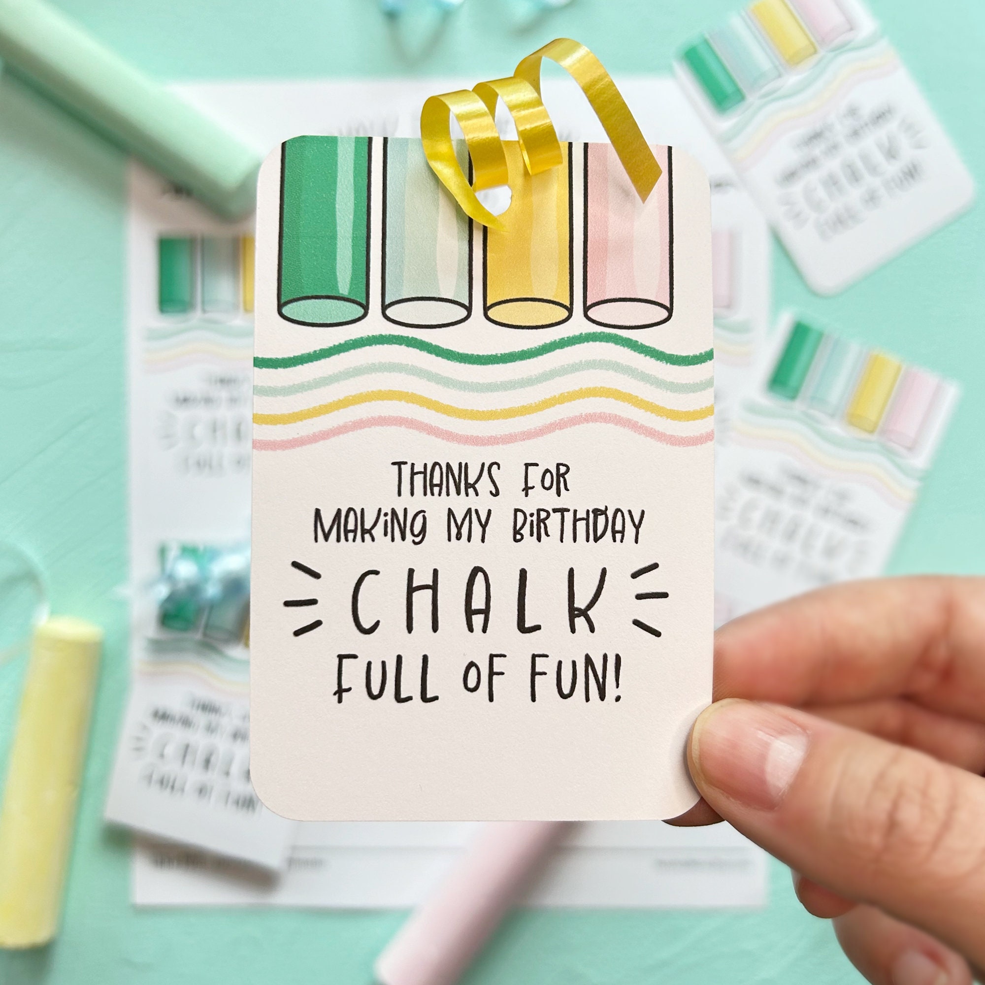 Birthday Party Chalk Gift Tags, Printable Art Party Favor for Kids ...