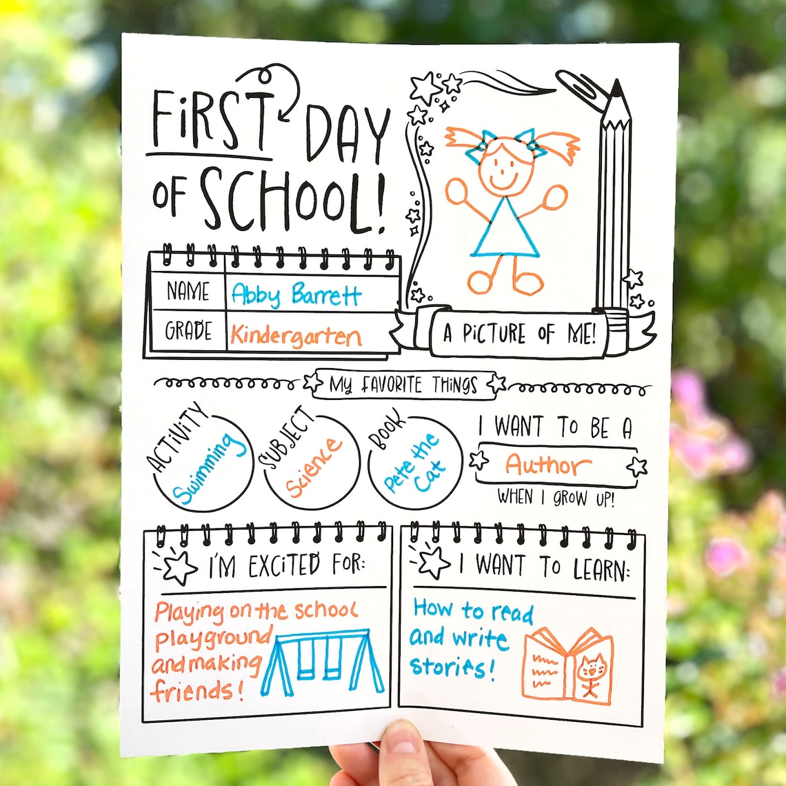 Start of School Worksheet Set, First Day Memory Book Coloring Page, All ...