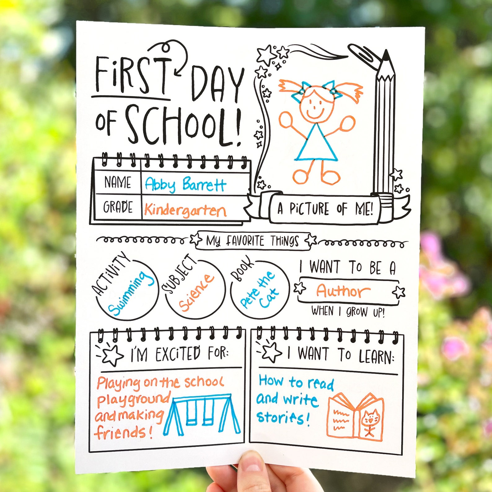 First Day of School Worksheet, Memory Book Coloring Page, Kid Capsule ...