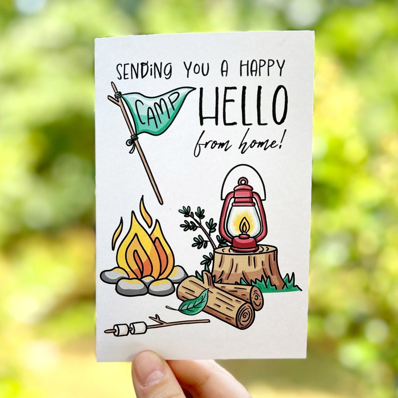 Thinking of You Camp Card Printable, Sleep Away Kids Camp Mail, Hello ...