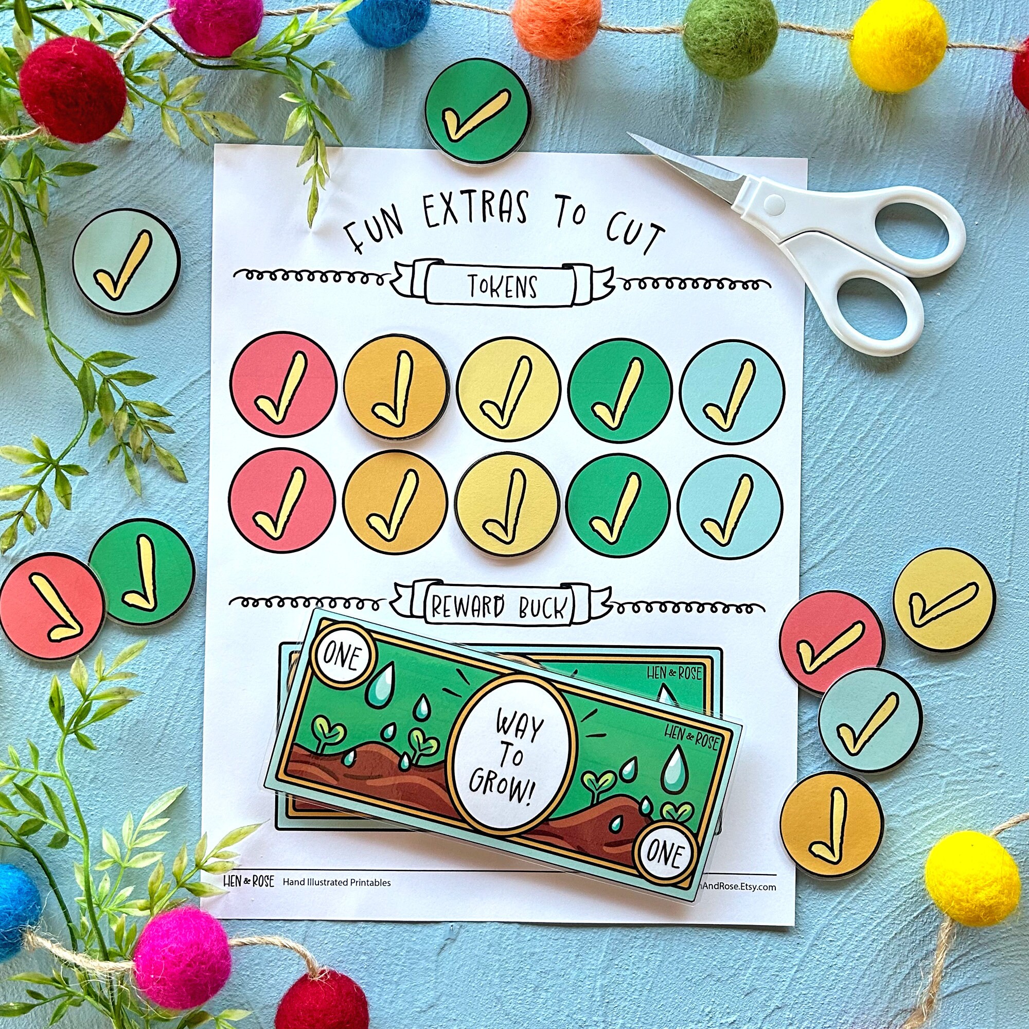 Kids Reward Chart Kit, Play Money Bucks Coupon, Garden Bunny Veggie ...