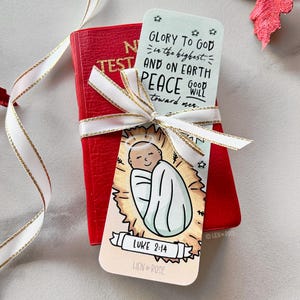 Christian Christmas Bookmark Printable, Glory to God Scripture Luke 2: ...