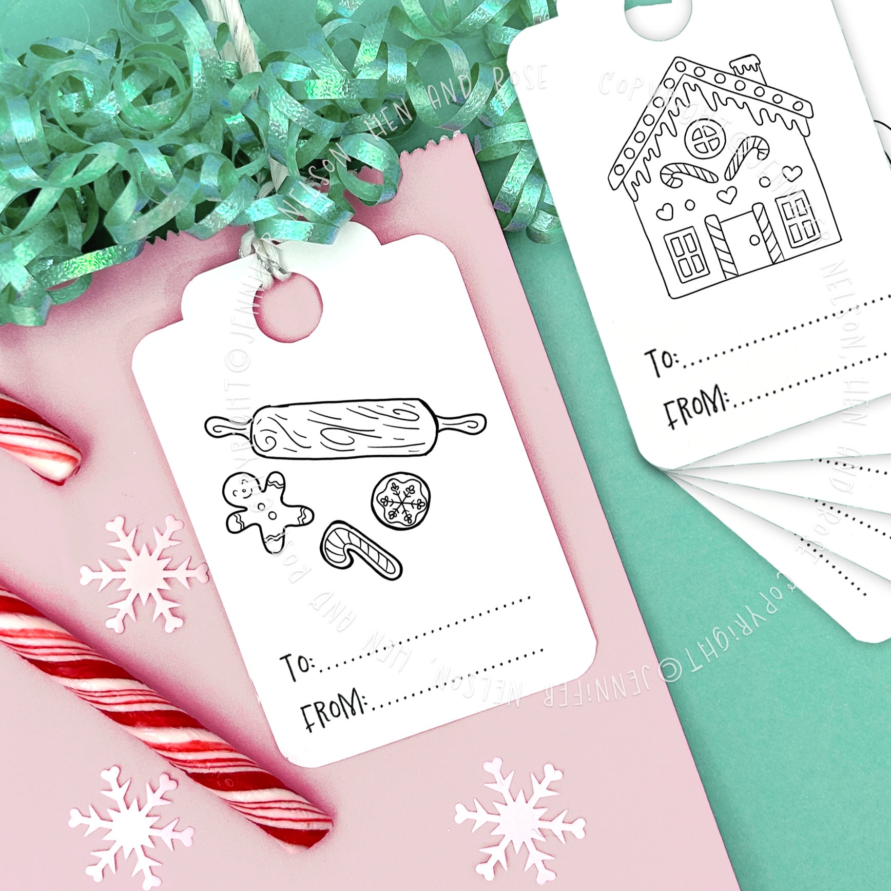 Coloring Christmas Sweets Gift Tag, Hand Drawn, Kid & Family, Holiday ...