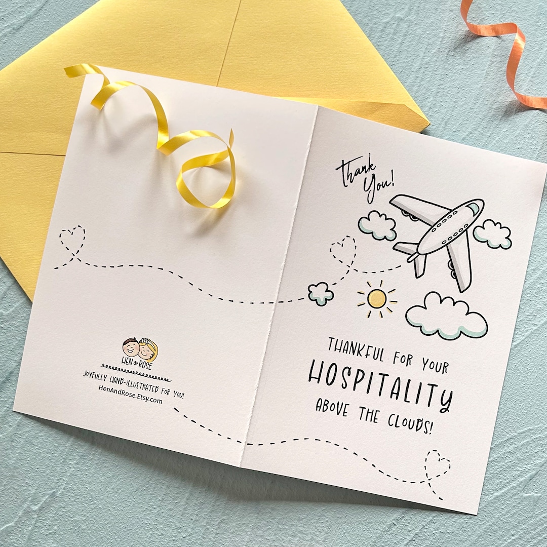 Flight Crew Thank You Card Printable, Flight Attendant Care Package ...