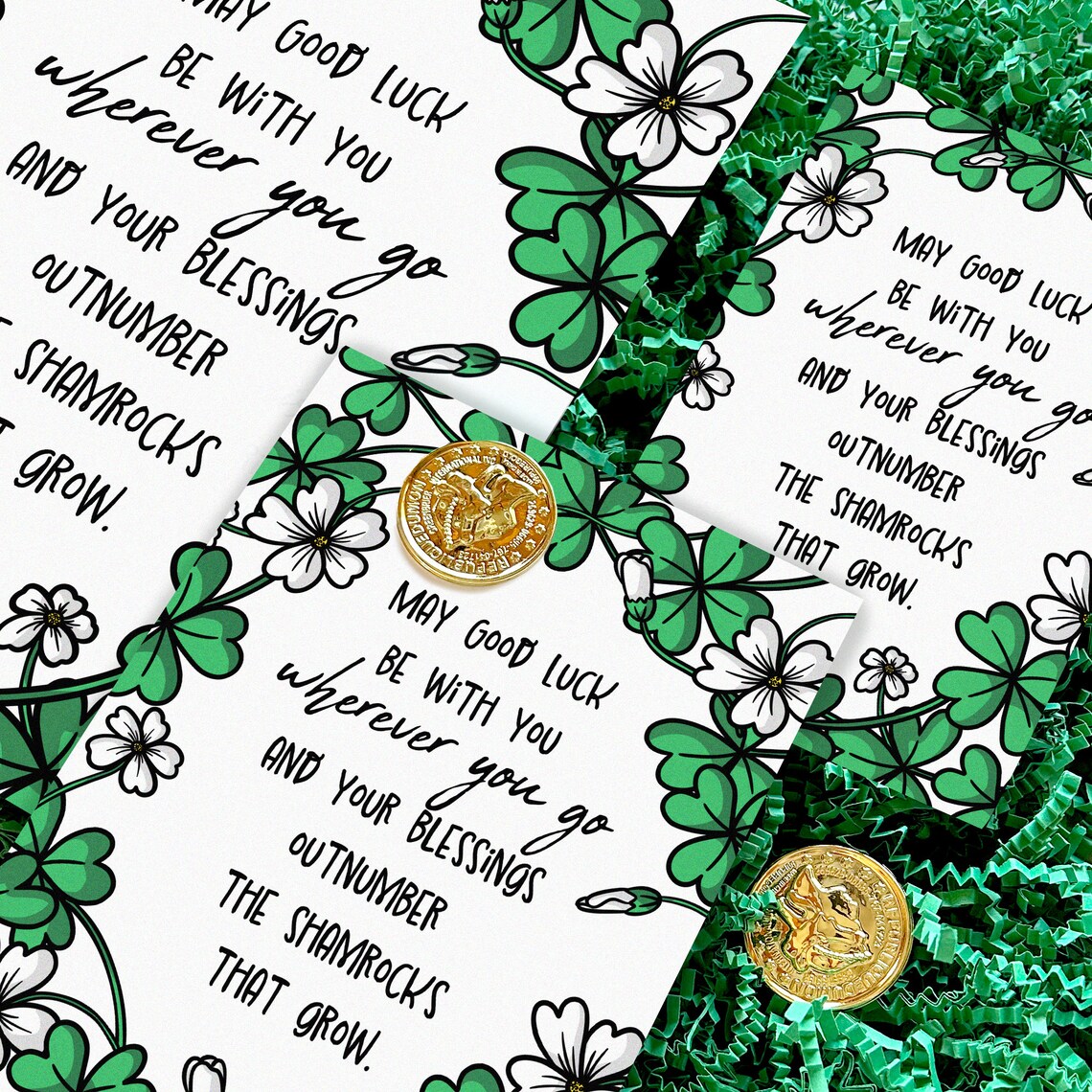 Hand Drawn Good Luck Irish Blessing, Shamrock Spring Art Print, St ...