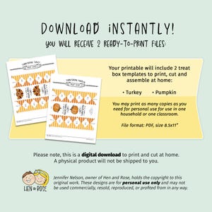 Thanksgiving Treat Box Bundle Printable, Turkey Pumpkin Dinner Cracker ...