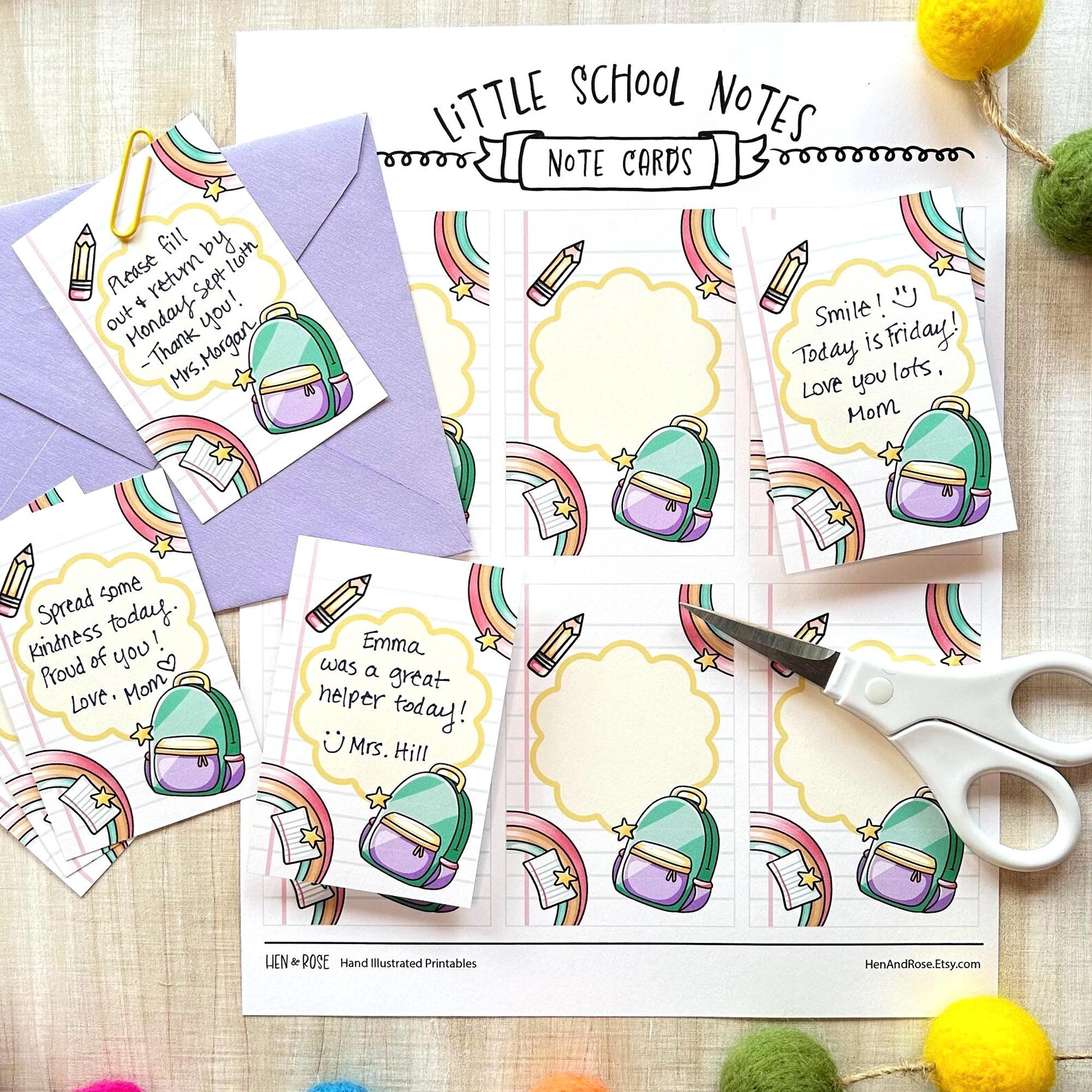 Printable School Note Cards, Note To/from the Teacher, Affirmations ...